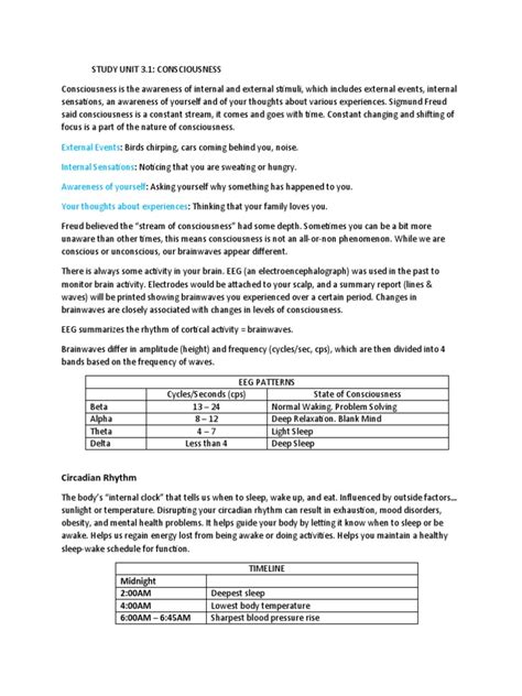 Psyc Consciousness Notes Pdf Sleep Neural Oscillation