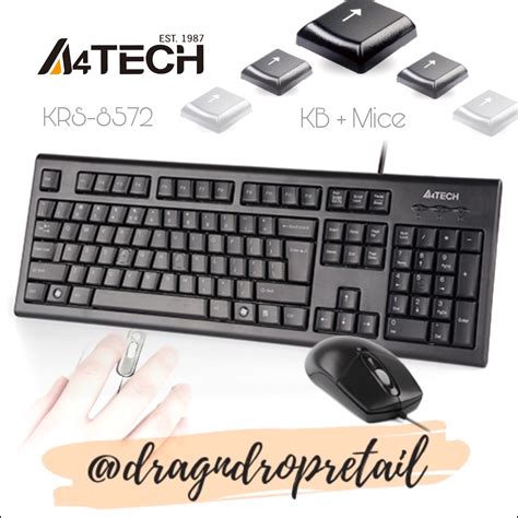 a4tech krs 8572 wired keyboard and mouse combo natural a desktop kb mice black lazada ph
