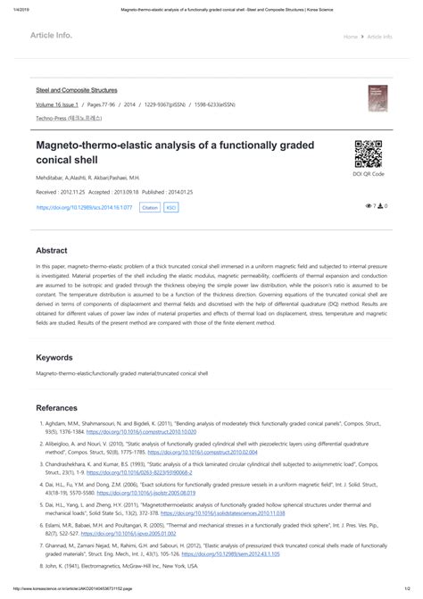 pdf magneto thermo elastic analysis of a functionally graded conical
