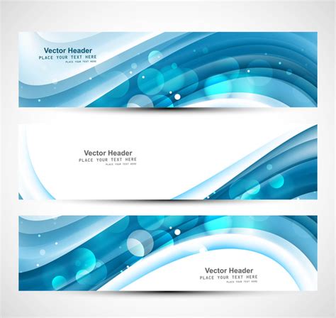 Abstract Shiny Three Blue Wave Header Whit Vector Vectors Graphic Art Designs In Editable Ai