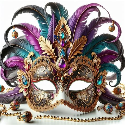 Premium Photo Feather Mask For Mardi Gras Carnival