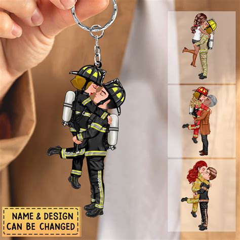 Personalized Couple Firefighter Acrylic Keychain Barods
