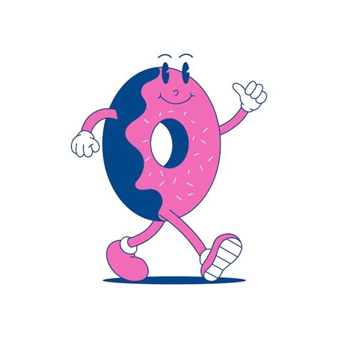 Premium Vector Doughnut Retro Mascot Funny Cartoon Character Of Doughnut