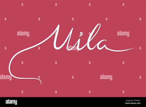 Female Name Mila Handwritten Lettering Calligraphy Girl Name Vector
