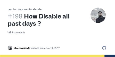 How Disable All Past Days Issue 198 React Component Calendar