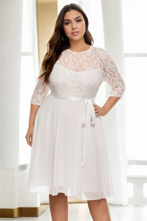 Mirelle Plus Size Short Lace Formal Dress Hello Curve