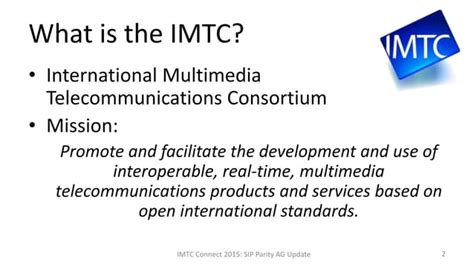 IMTC Connect 2015 SIP Parity Activity Group Update PPT