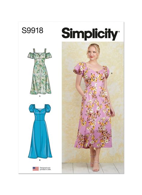 Simplicity Sewing Pattern 9918 Misses Dress With Sleeve And Length