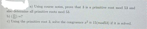 solved a using course notes prove that 3 is a primitive