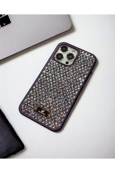 KILIF HOUSE Iphone 14 Pro Max Uyumlu Swarovski Taşlı Stick Kılıf Mor