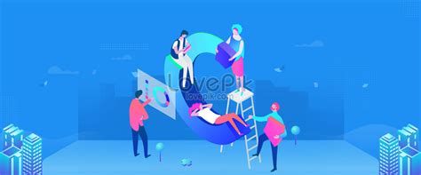 25d Business Office Scene Character Work Poster Download Free Banner