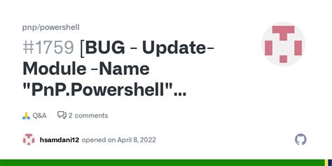 BUG Update Module Name PnP Powershell Returning An Error PnP Powershell Was Not