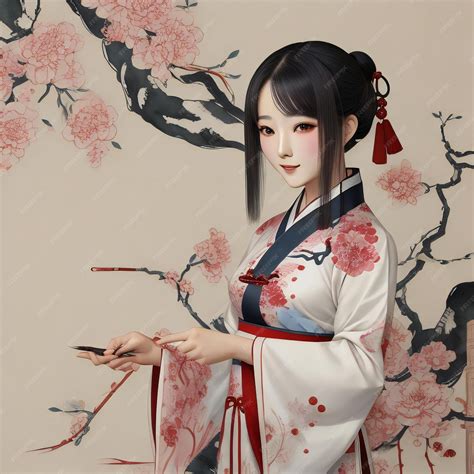 Premium Ai Image Ancient Chinese Traditional Girl Watercolor