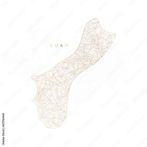 Vecteur Stock Low Poly Map Of Guam Gold Polygonal Wireframe