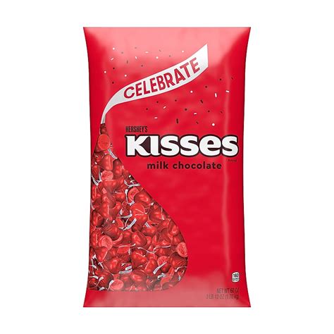Hersheys Kisses Milk Chocolate Candy Bulk Bag Red Foils 60 Oz