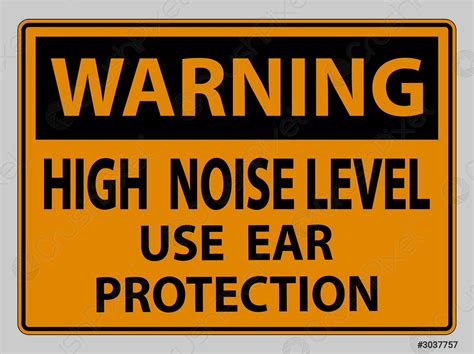 Warning Sign High Noise Level Use Ear Protection On White Stock Vector Crushpixel
