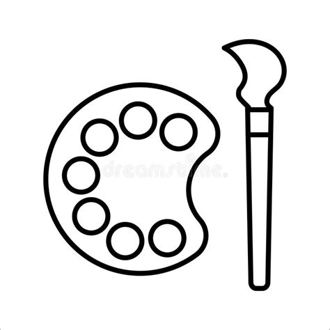 Painting Plate Vector Line Icon Stock Illustration Illustration Of