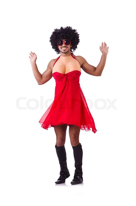 Man Wearing Woman Clothing On White Stock Image Colourbox
