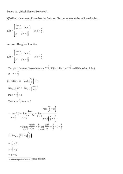 NCERT Solutions For Class Maths Chapter Continuity And Differentiability Question Answer