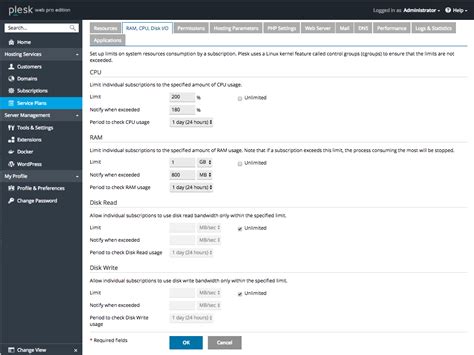 Plesk Cgroups Manager Extension Plesk