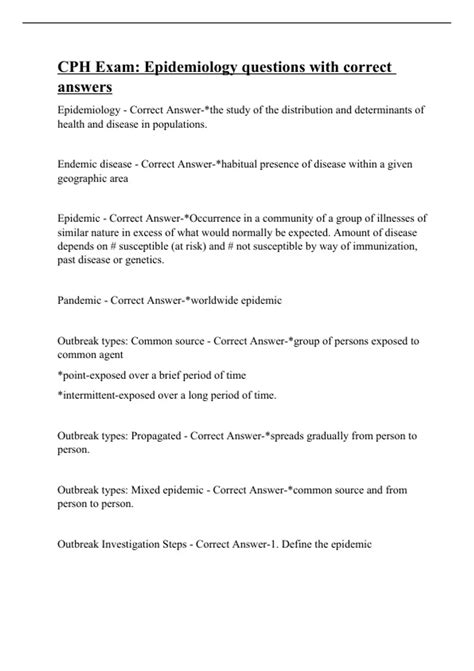 Cph Exam Epidemiology Questions With Correct Answers Cph Certified In Public Health Stuvia Us