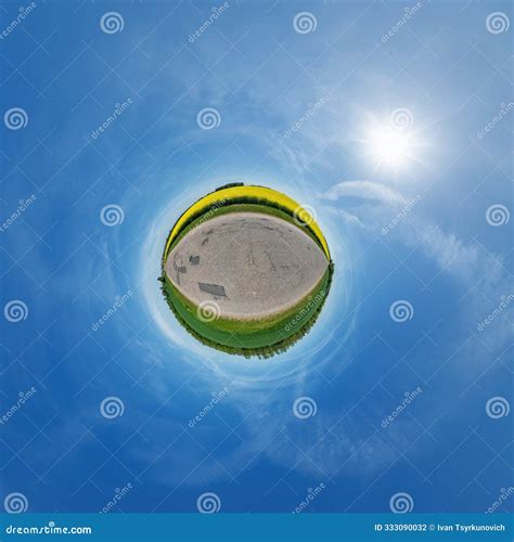 Simple Little Tiny Planet Without Buildings In Blue Sky With Beautiful