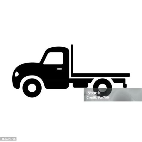 Icône De Camionnette Silhouette Noire Vue Latérale Illustration