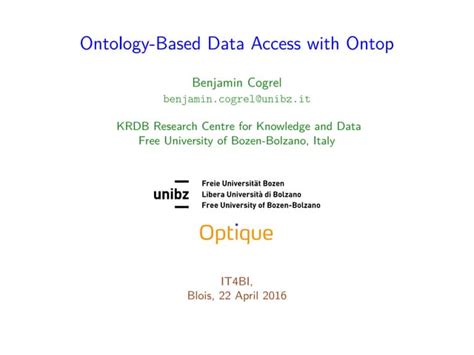 Ontology Based Data Access With Ontop Pdf Databases Computer Software And Applications