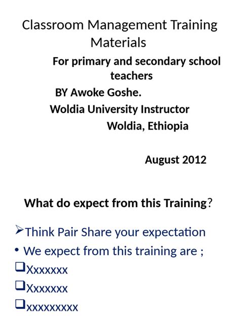 Classroom Management Training Materials Pdf