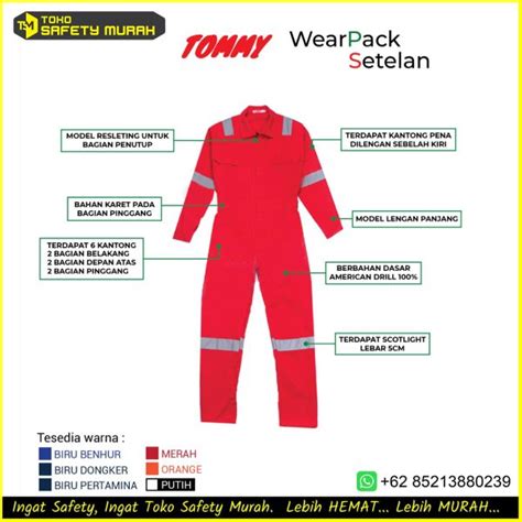 Wearpack Terusan Safety Tommy Coverall Wearpak Baju Kerja Proyek Size M