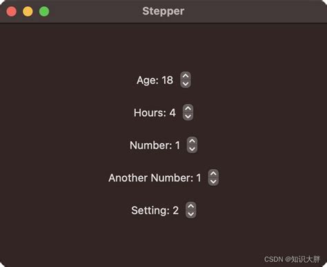 Macos Swiftui 教程之 08 Stepper 步进器控件增加和减少一个值。封闭范围可用于限制适用的步进值。swiftui 步进器