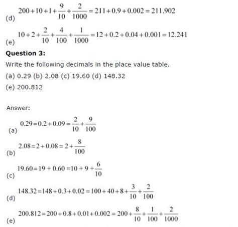 NCERT Solutions For Class Maths Chapter Decimals Exercise