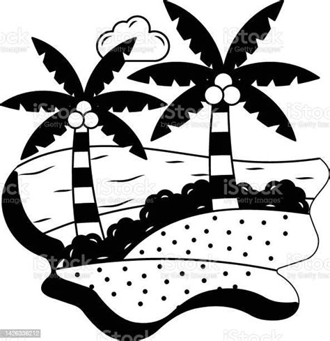 코코넛 트리 비치 벡터 아이콘 디자인 자연 사랑 기호 예술적 지형 장면 표시 자연의 심장 스톡 일러스트레이션 원형 모양의 아름다운 풍경보기 카나리아 제도 개념 계절에 대한