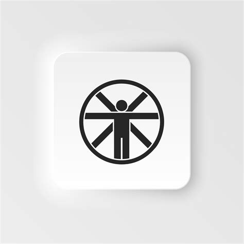 Vitruvian Man Bioengineering Neumorphic Style Vector Icon
