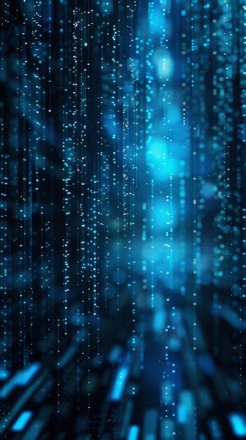 Premium Photo Abstract Blue Digital Matrix Background With Glowing