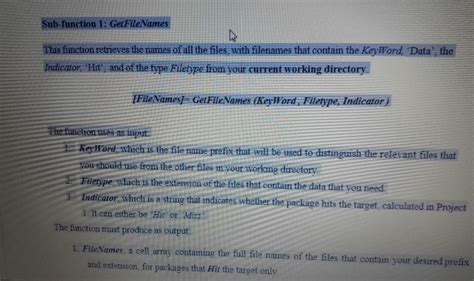 Solved Sub Function 1 Getfilenamesthis Function Retrieves