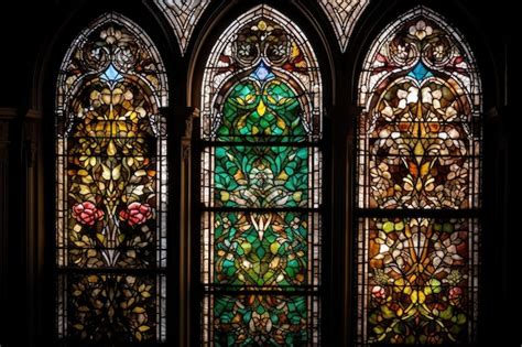 Premium Ai Image Architectural Detail Shot Of Intricate Stained Glass