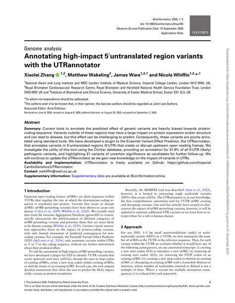 Pdf Annotating High Impact 5untranslated Region Variants With The