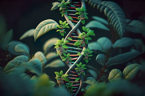 Green Dna Helix Gene Or Genetic Dna Molecule Biotechnology On A Green