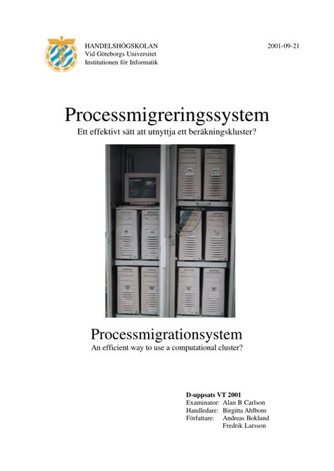 PDF Process Migration Systems An Efficient Way To Use A Computational Cluster