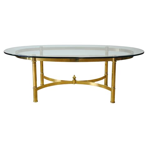 Italian Brass And Glass Oval Coffee Table For Sale At 1stdibs