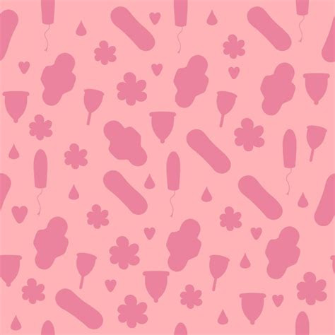 Premium Vector Seamless Pattern Pink Silhouette Menstruation Period