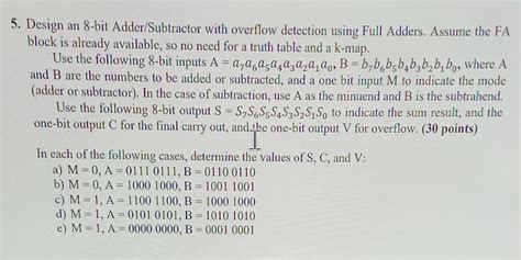 Solved 5 Design An 8 Bit Addersubtractor With Overflow