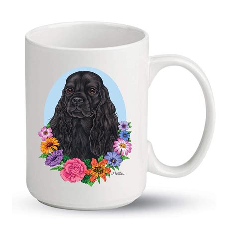 Black Cocker Spaniel Mug Flowers