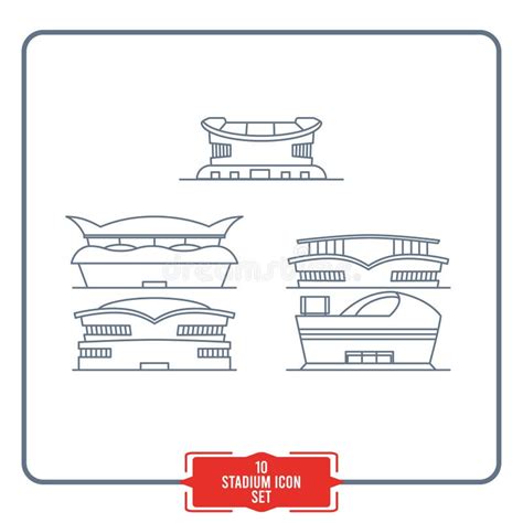 Set Of Stadium Icons Front View Outline Style Vector Stock Vector Illustration Of Design