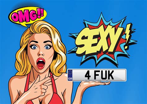 4 Fuk Sexy Fun Novelty Personalised Number Plate Pop Art Open Card