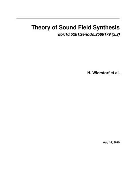 Pdf Theory Of Sound Field Synthesis Dokumentips