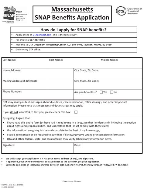 Form Snapa 1 Download Fillable Pdf Or Fill Online Snap Benefits