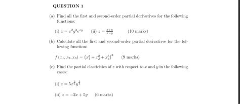 Solved QUESTION A Find All The First And Second Order Chegg Com
