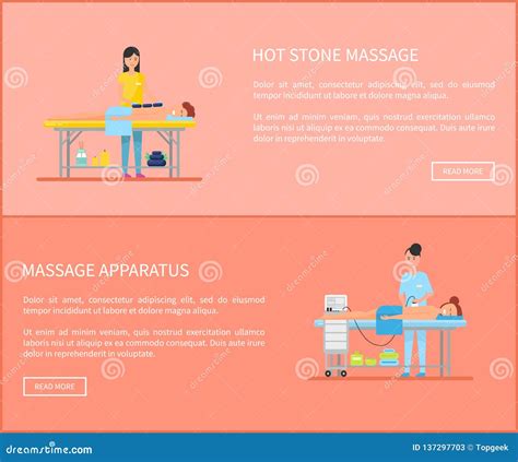 Hot Stone Massage And Apparatus Posters Vector Stock Vector